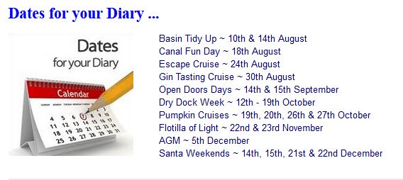 Linlithgow Canal Centre » Dates for your diary